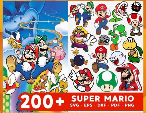 200+ Designs SUPER MARIO SVG - Bundle Cricut