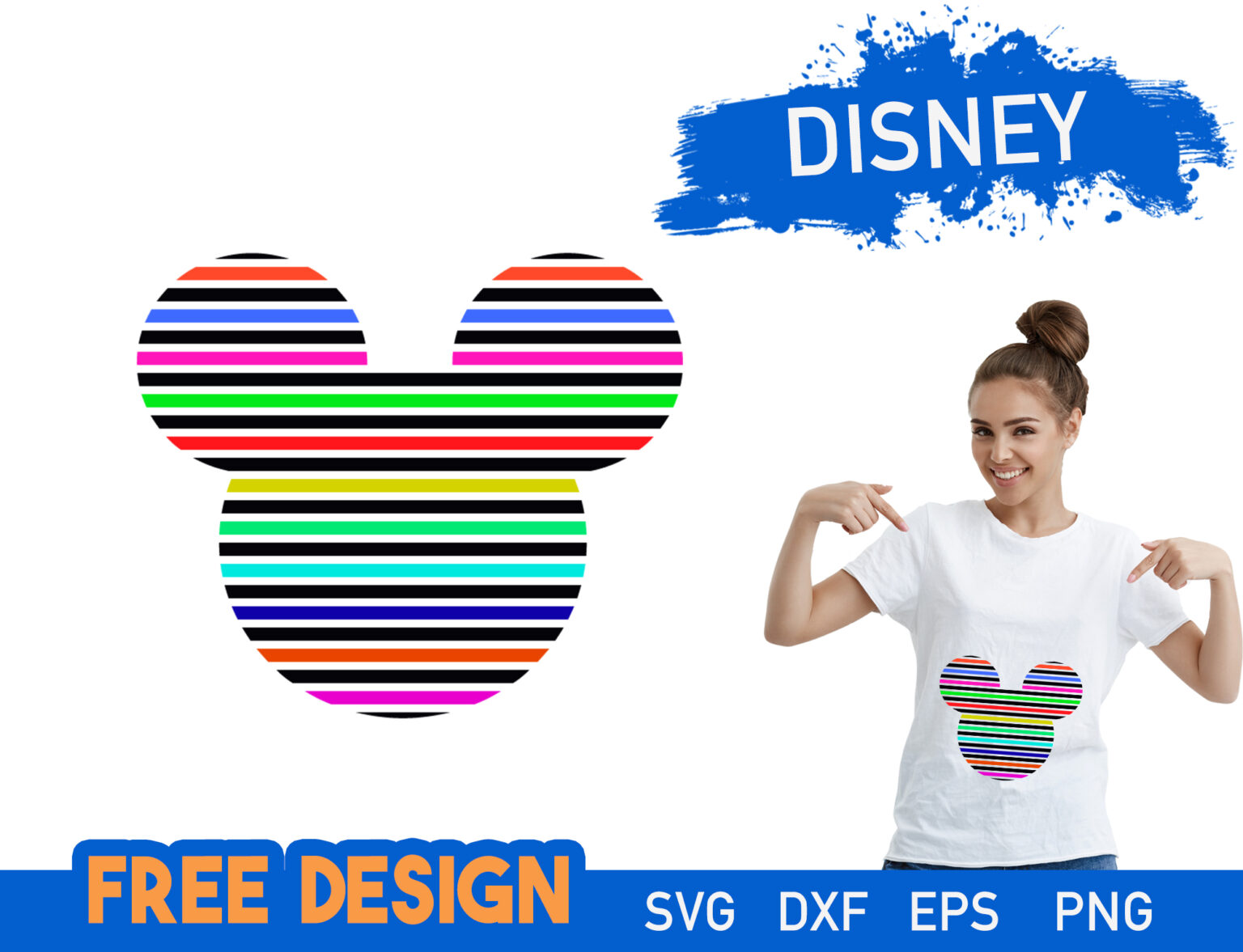 Lined mickey colored SVG Free