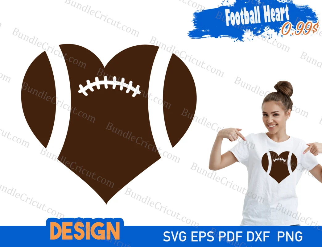 Football Heart SVG - Bundle Cricut