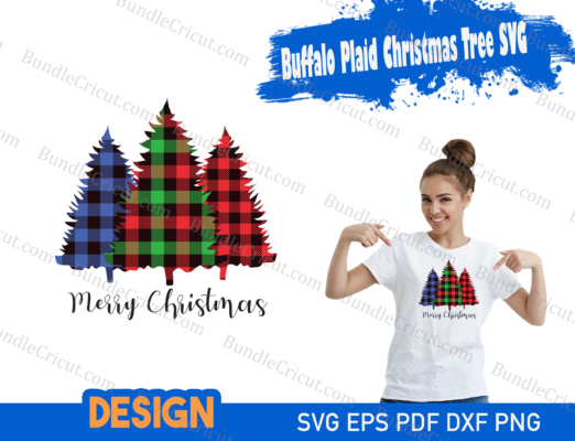 buffalo plaid christmas tree svg - Bundle Cricut