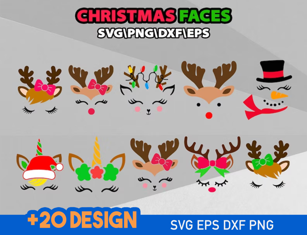 Christmas Face SVG - Bundle Cricut