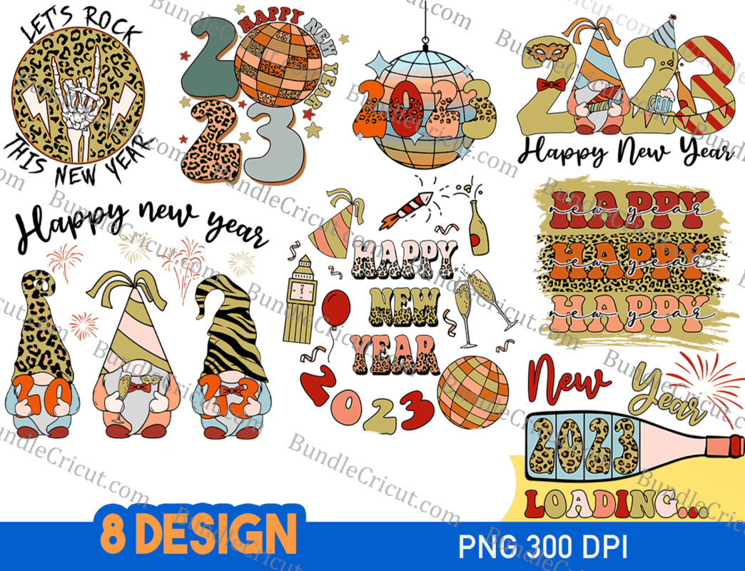 Retro Happy New Year 2023 Bundle - Bundle Cricut