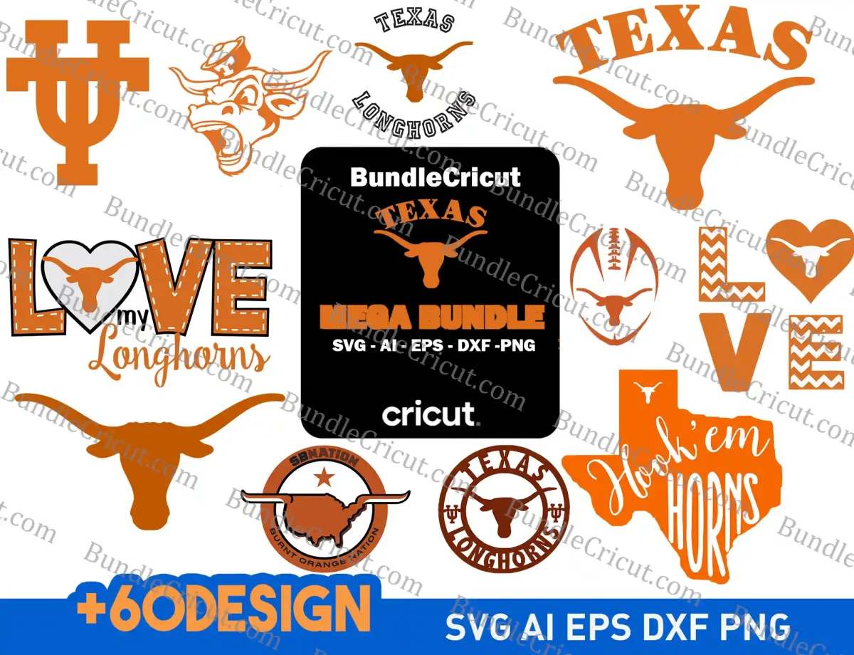 Texas Longhorns Bundle SVG, Texas University Bundle,NCAA Football Svg ...
